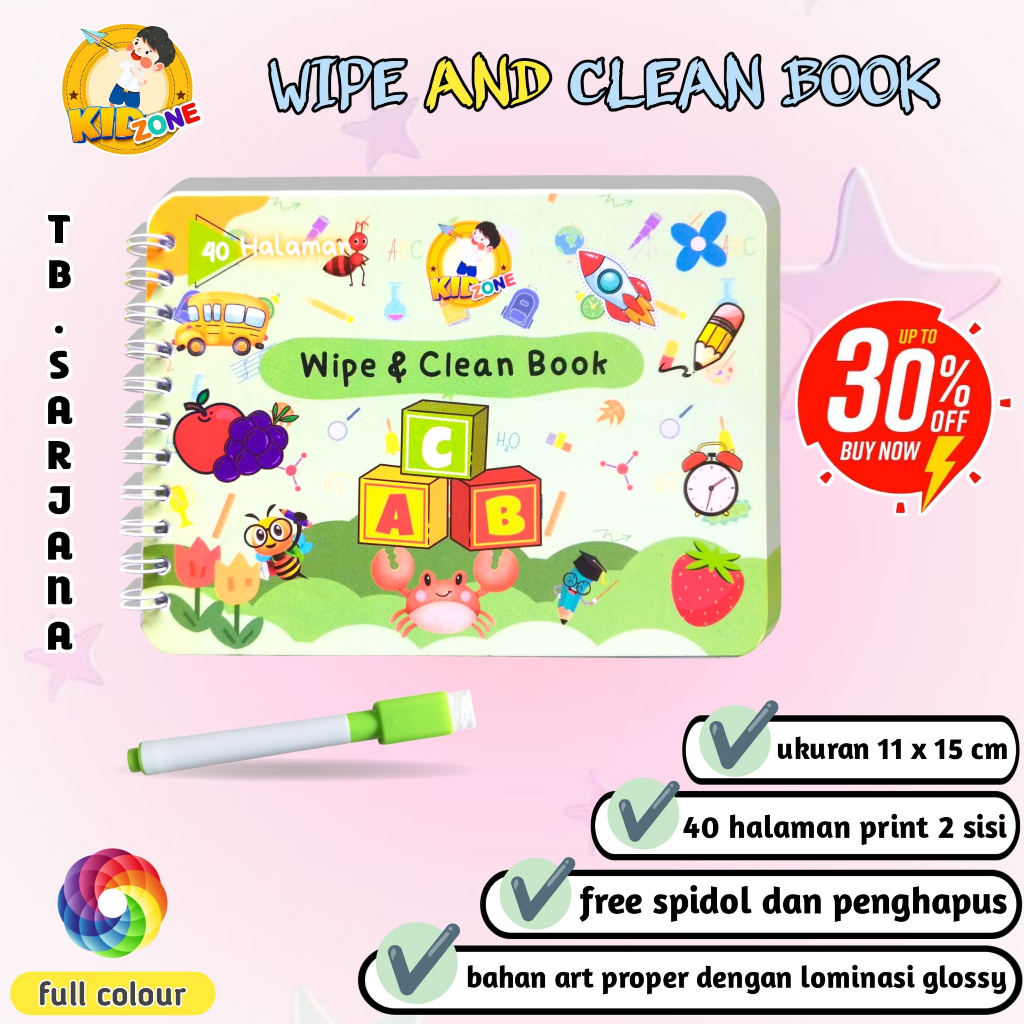 Jual KIDZONE - WIPE AND CLEAN BOOK - HURUF ABC Activity Book Buku Anak ...