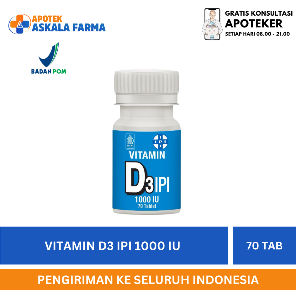 Jual Vitamin D3 1000 IPI Botol isi 70 Tablet | Shopee Indonesia