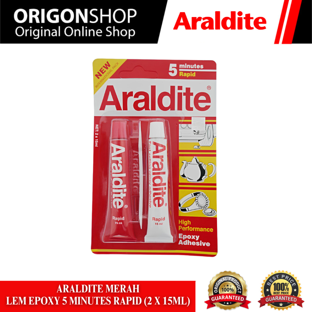 Jual LEM ARALDITE Merah Lem Epoxy Adhesive Rapid Lem Besi 5 Menit ...