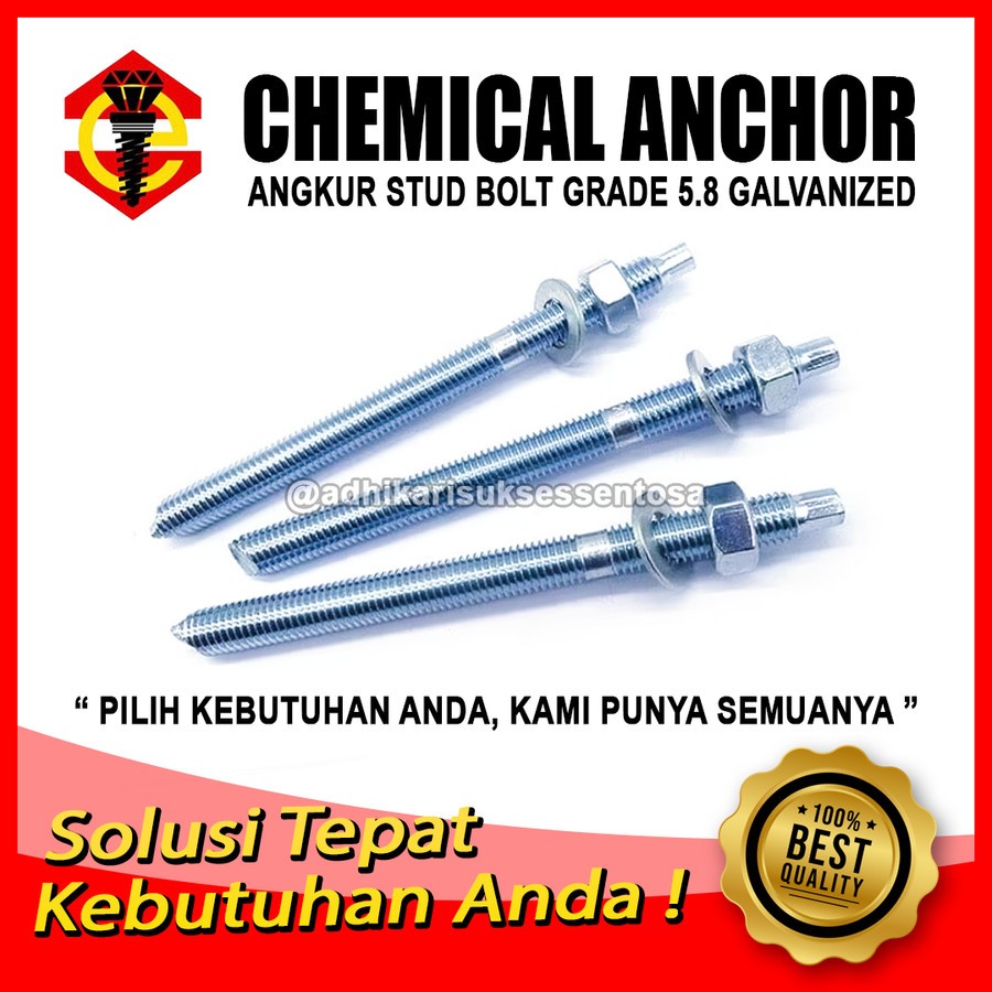 Jual CHEMICAL ANGKUR M12x160 / STUD BOLT 12 MM / CHEMICAL ANCHOR GRADE ...