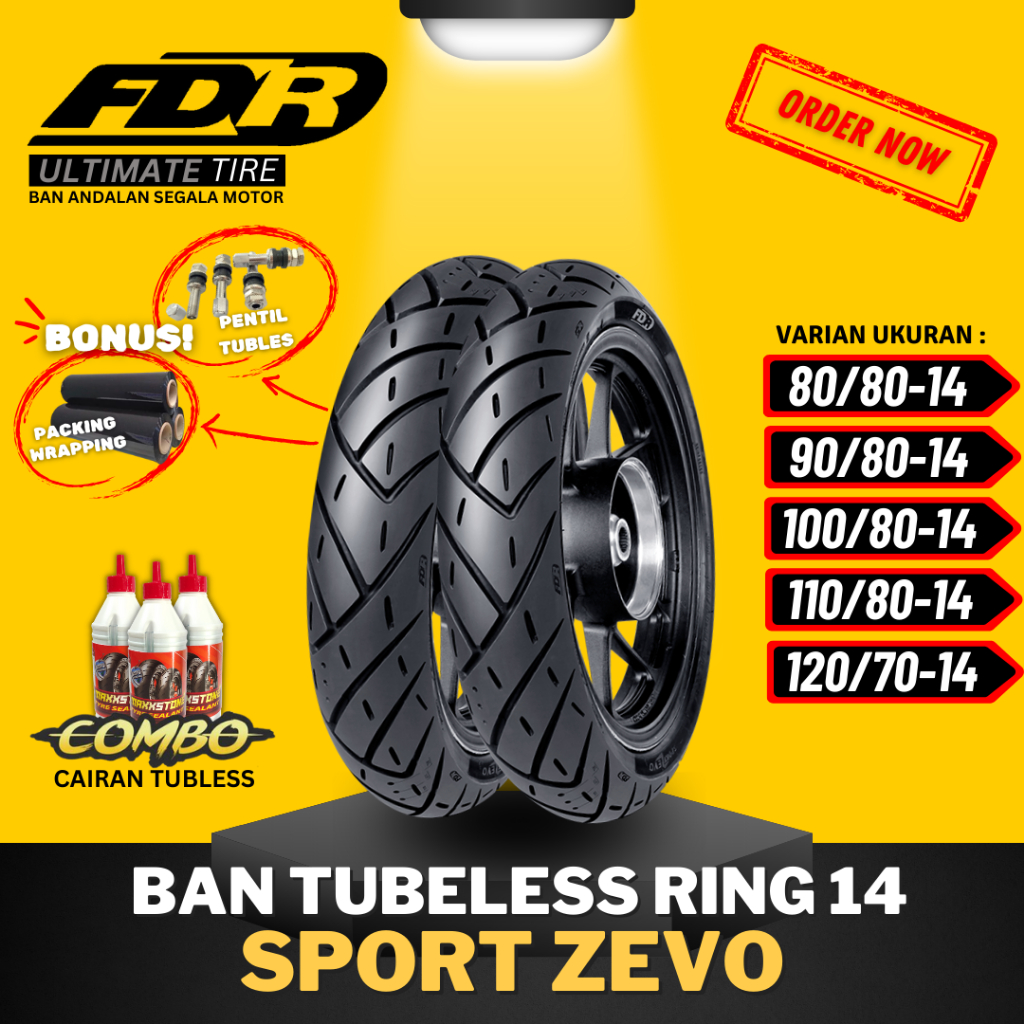 Jual [BAYAR DI TEMPAT] BAN FDR TUBELESS SPORT ZEVO ( 80/80-14 / 90/80-14 / 100/80-14 / 110/80-14 ...