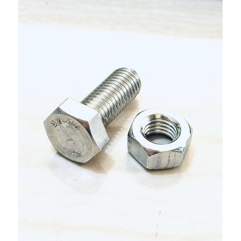 Jual baut mur hex stainless M12x20 kunci 19 pitch 1,75 | Shopee Indonesia