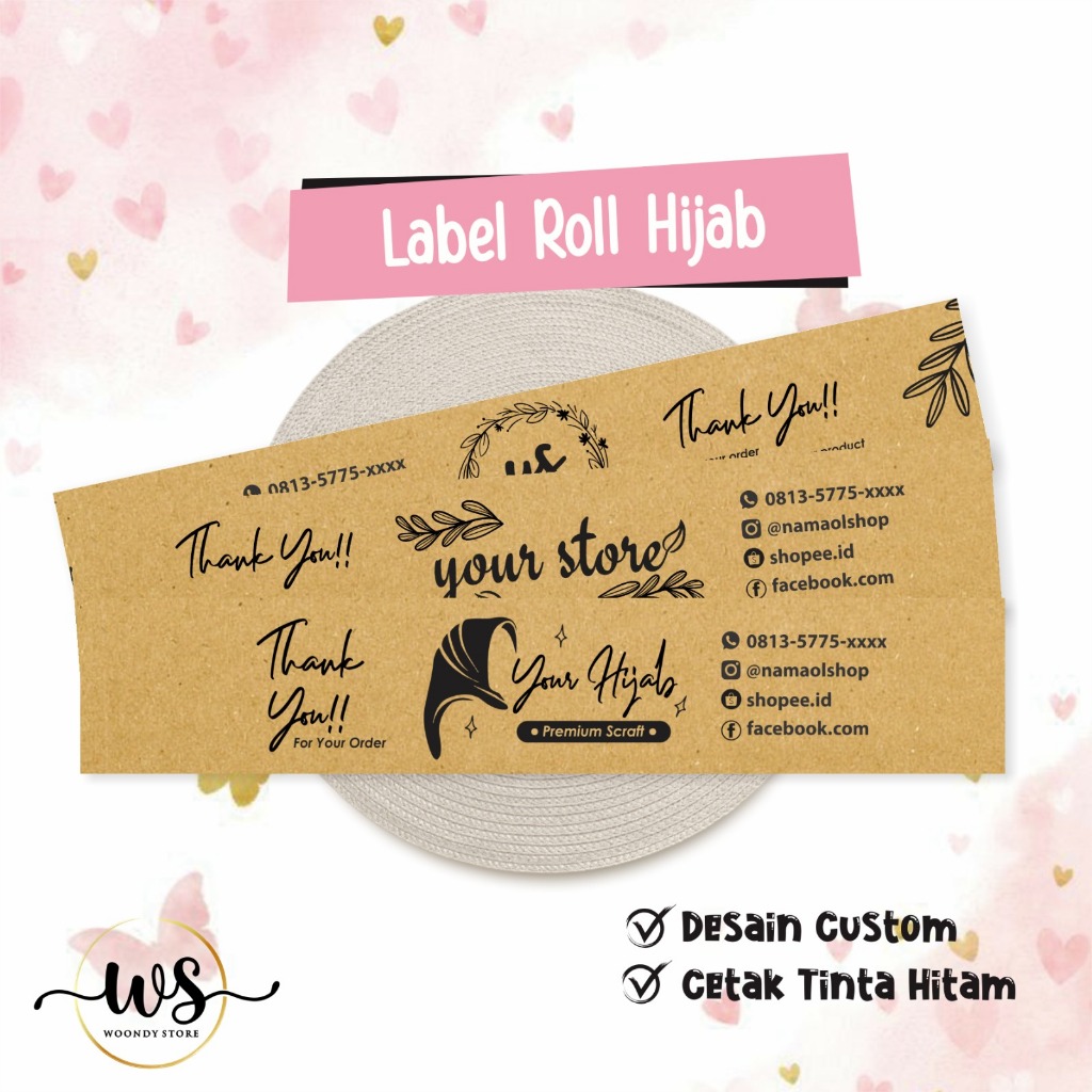 Jual ROLL HIJAB LABEL CUSTOM - PENGIKAT HIJAB KERUDUNG CUSTOM KRAFT ...