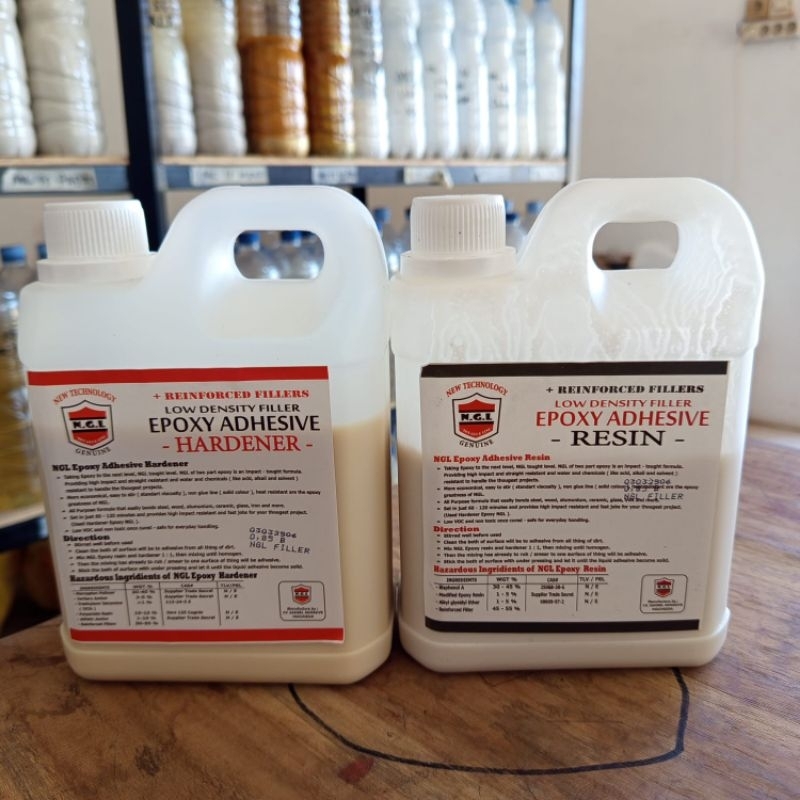 Jual LEM EPOXY FILLER NGL BESAR 1 SET 2 KG RESIN DAN HARDENER JERIGEN ...
