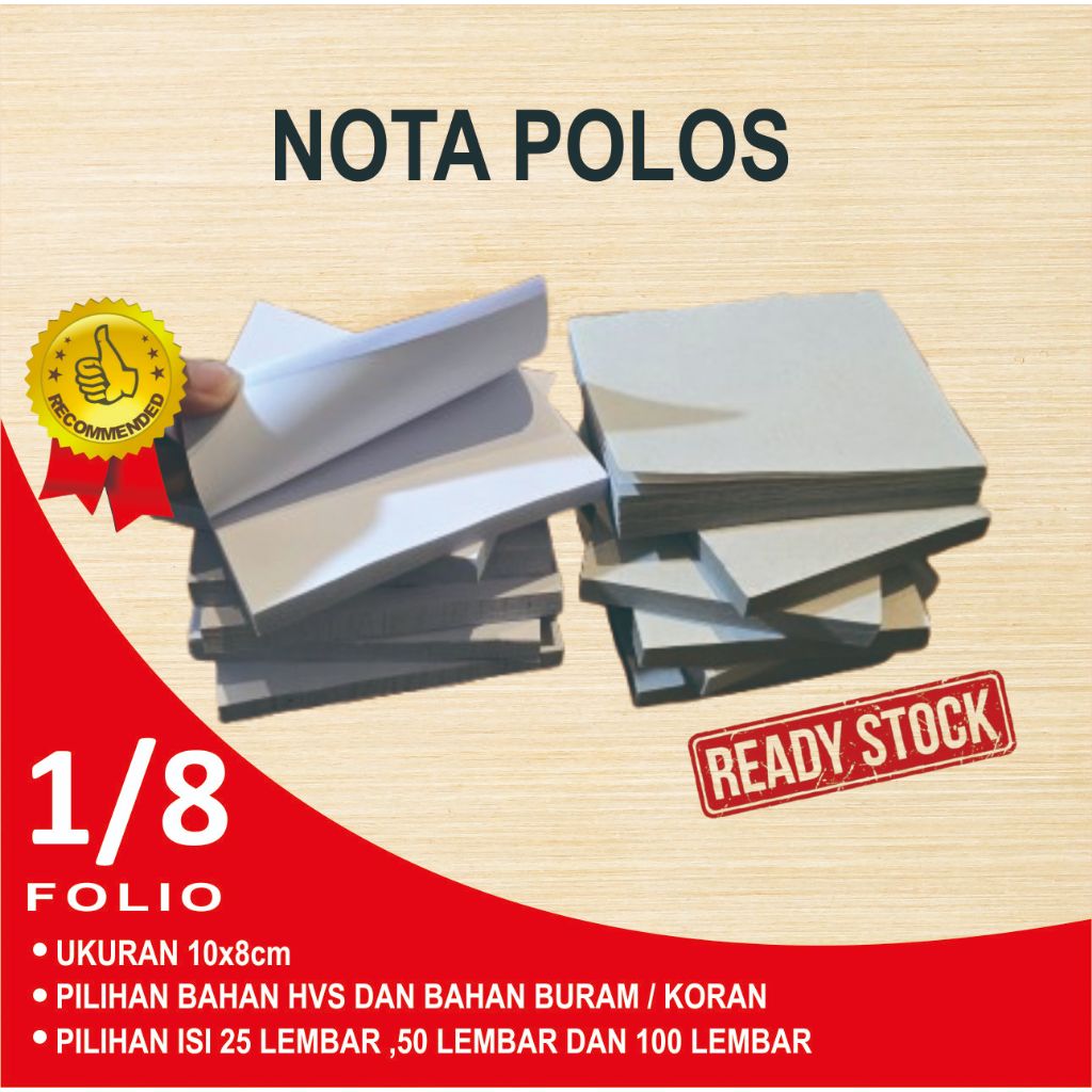 Jual NOTA POLOS NOTA KOSONGAN HVS BURAM KORAN BON CORAT CORET 1/8 FOLIO ...