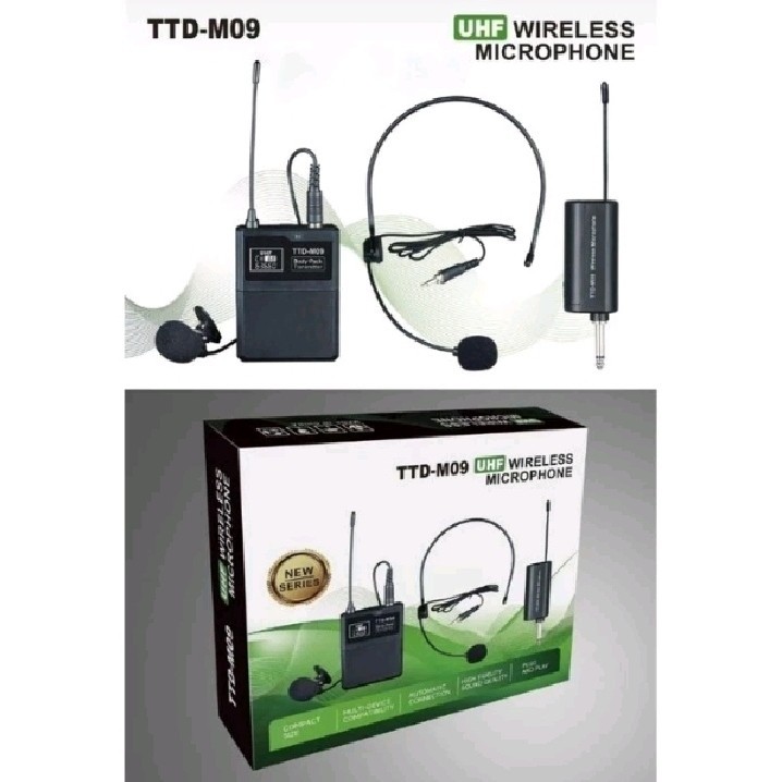 Jual TTD-M09 UHF Wireless Headset/Clip Microphone Single bodypack microphone mic jepit bando ...