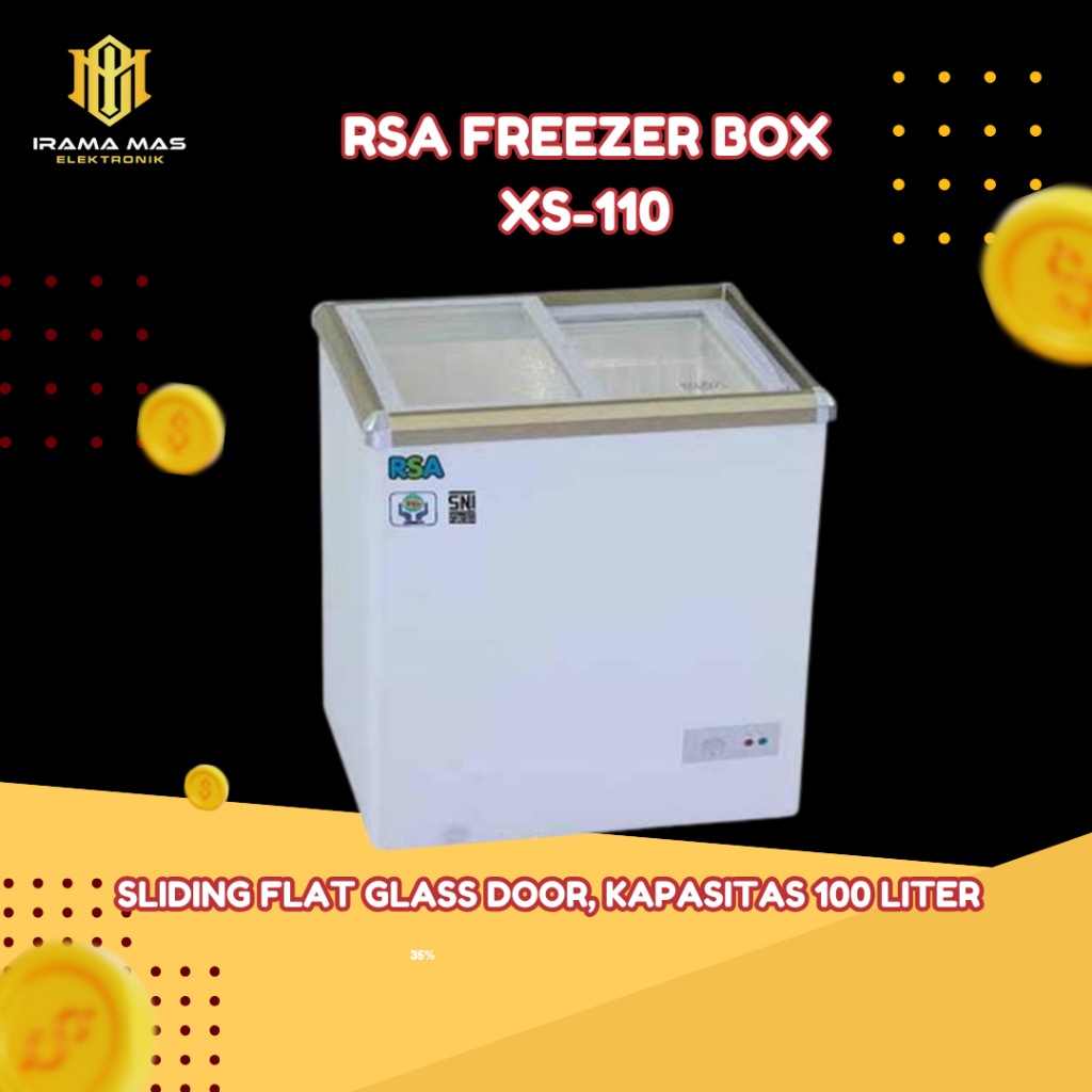 Jual RSA Sliding Flat Glass Freezer XS-110 / XS110 kaca datar 100 liter ...