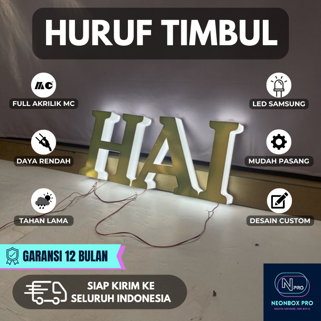 Jual HURUF TIMBUL LED CUSTOM PREMIUM Huruf Timbul Full Akrilik Bebas ...
