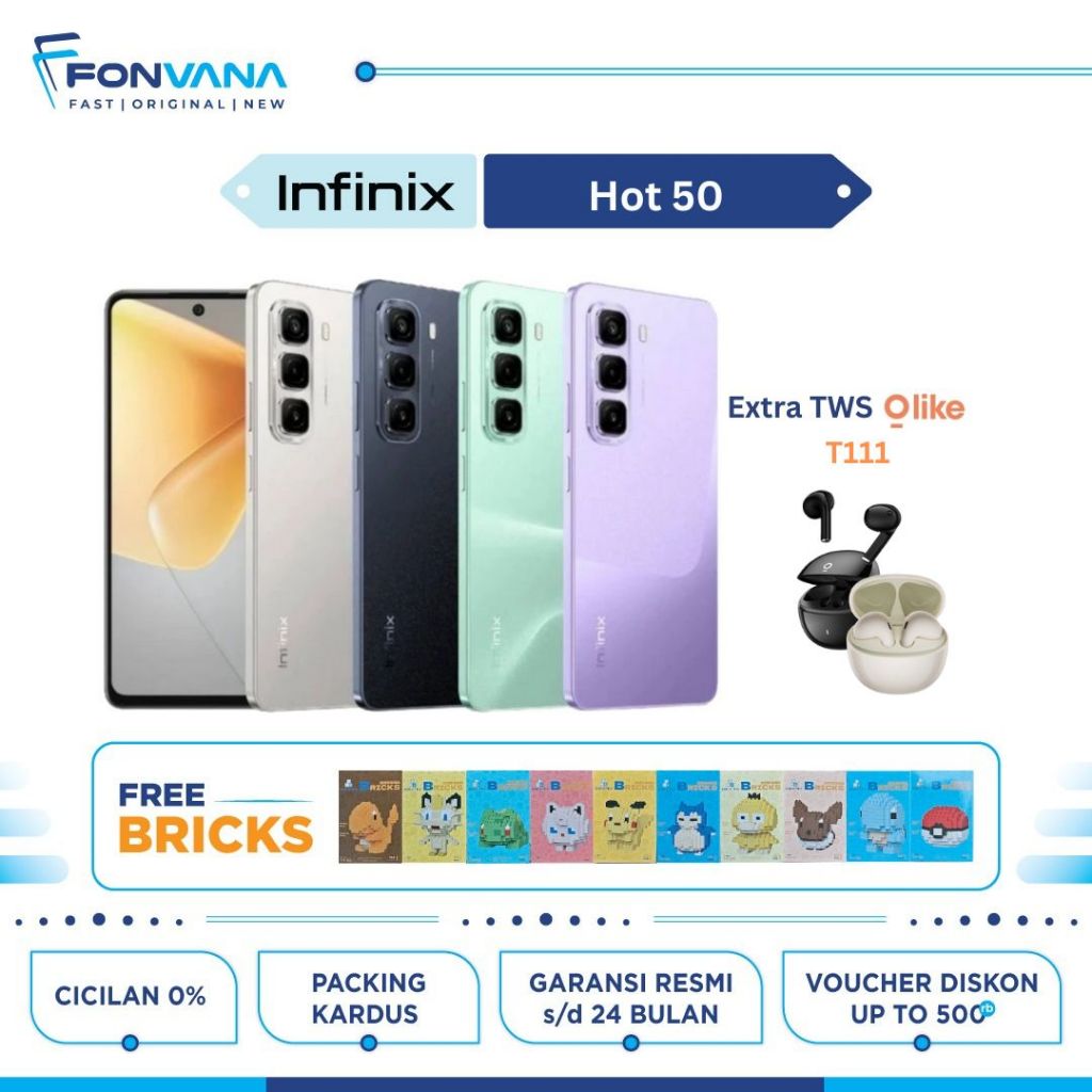 Jual Infinix HOT 50 Android 14 RAM 6+6/256GB, XOS 14.5 Garansi Resmi | NFC Triple Camera ...