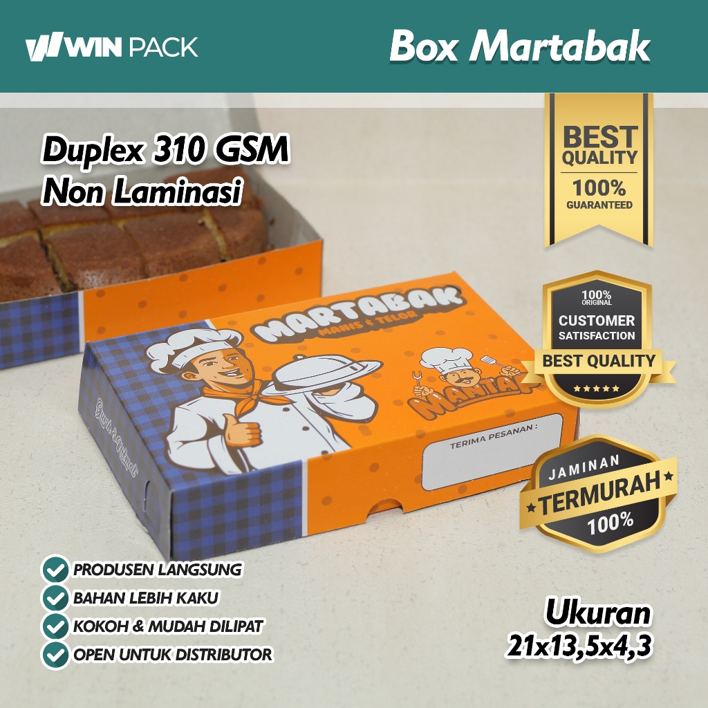 Jual Dus Box Martabak | Motif | 21x13,5 x4,3 cm | Duplex 310 GSM ...