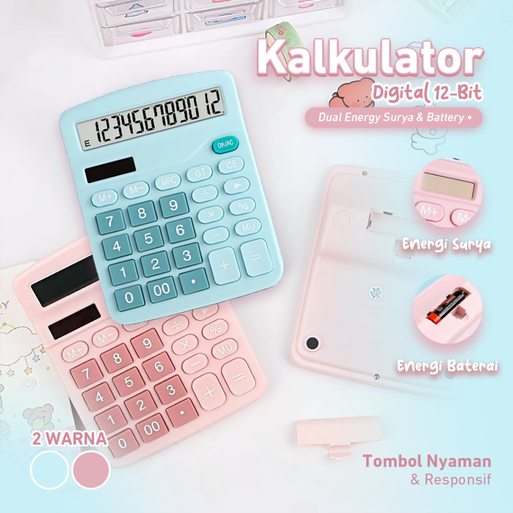 Jual Kalkulator Digital 12-Bit Dual Energi Baterai dan Energi Surya ...
