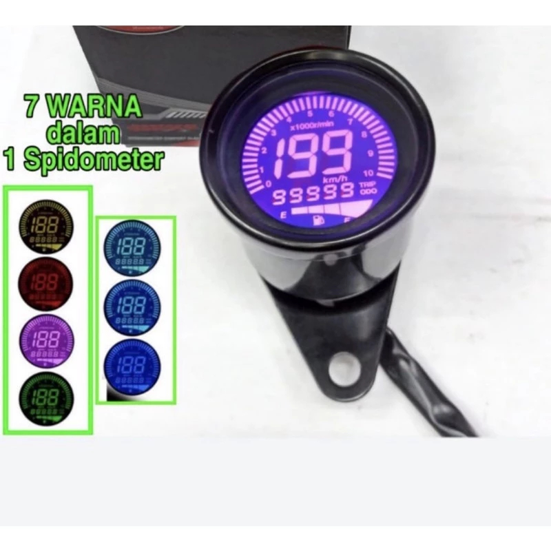 Jual PAKET COD Speedometer bulat led digital 3 in 1 kilometer Rpm amper ...