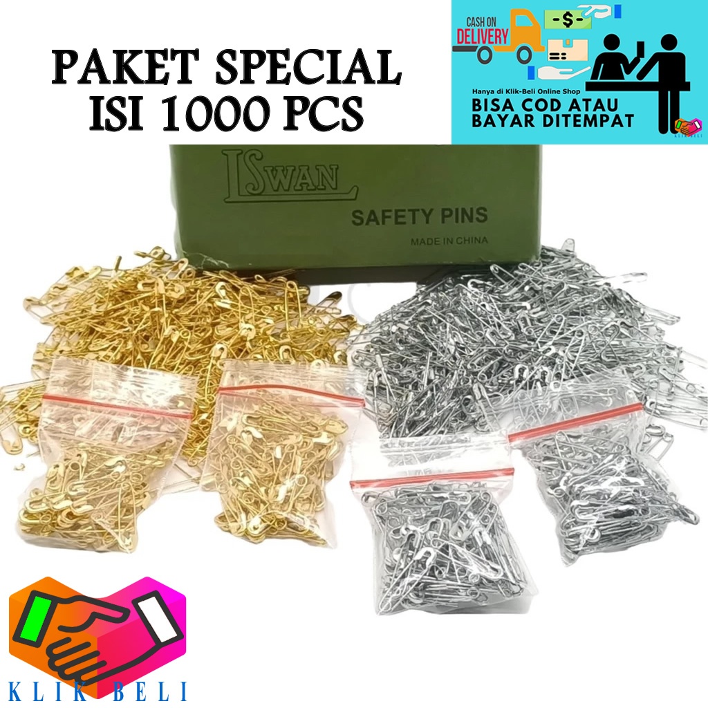 Jual (PAKET SPECIAL ISI 1000 PCS) Peniti Kecil Safety Pins 2cm Peniti ...