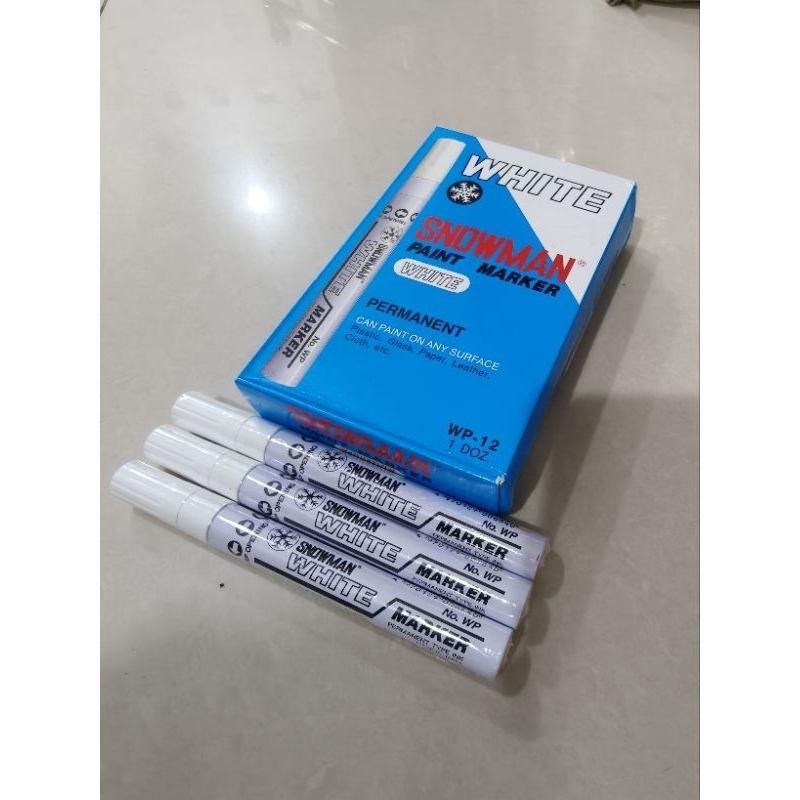 Jual Spidol pain marker permanent SNOWMAN WP-12 warna putih | Shopee ...