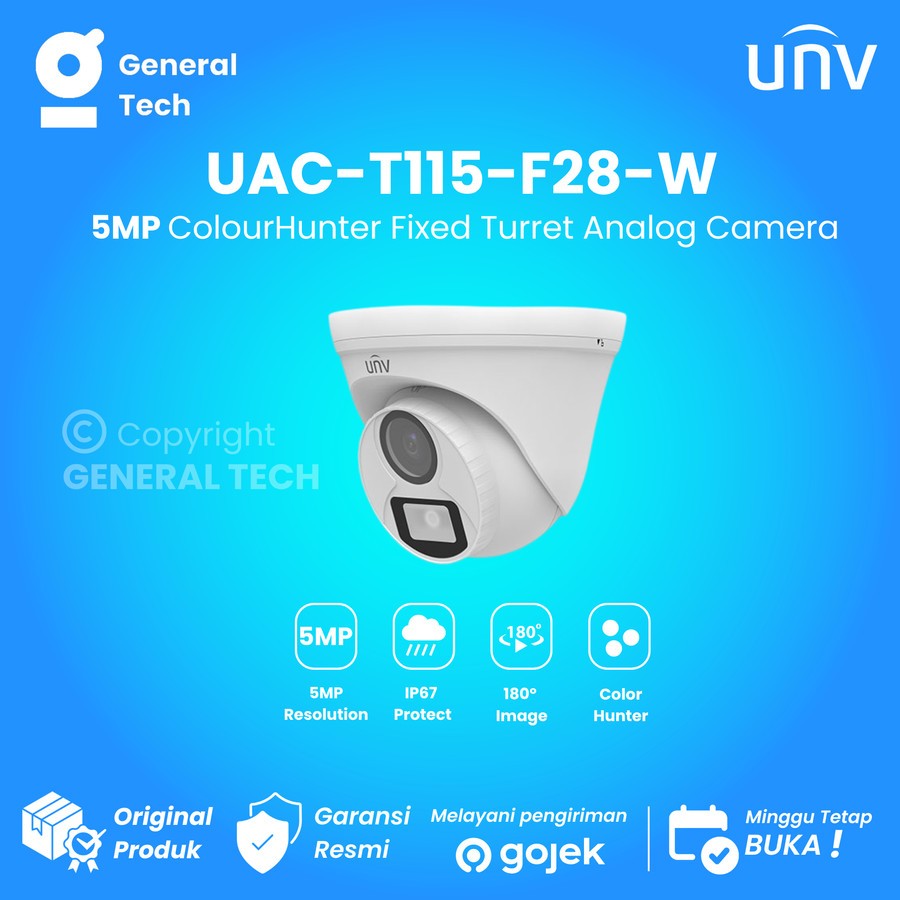 Jual Uniview cctv 5mp analog kamera UAC-T115-F28-W 5MP Color Hunter Fixed Turret Analog Camera ...