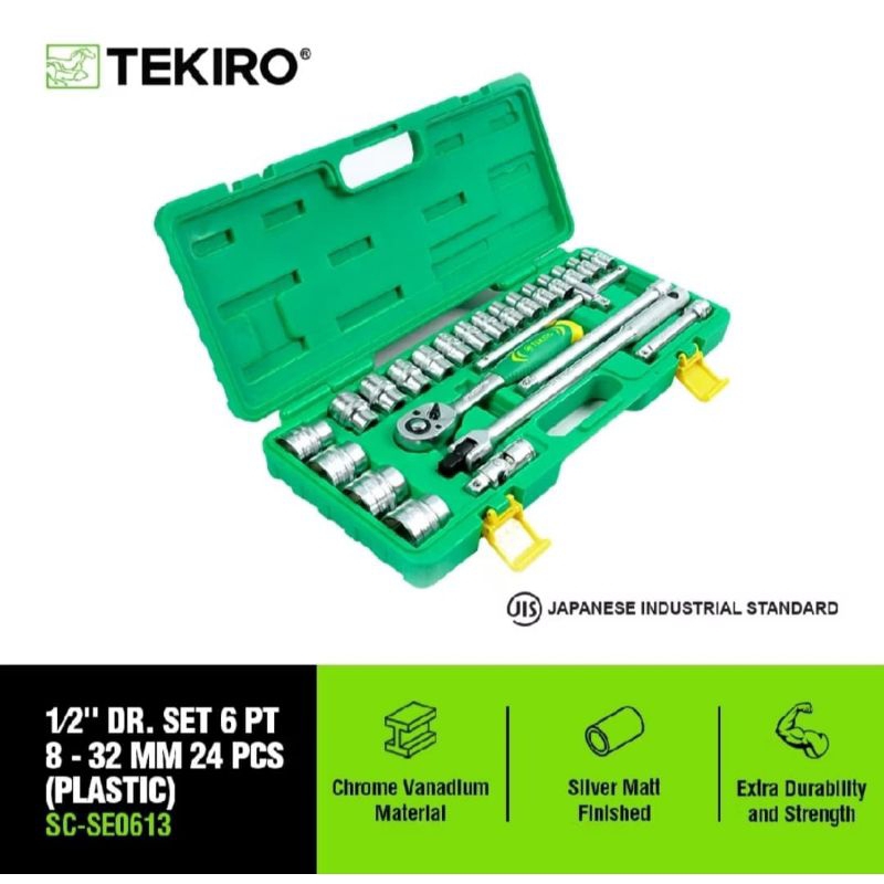 Jual TEKIRO Kunci Sock set 1/2" 6Pt 10Pcs 8MM - 32MM Kunci Sok Set Box Plastik | Shopee Indonesia