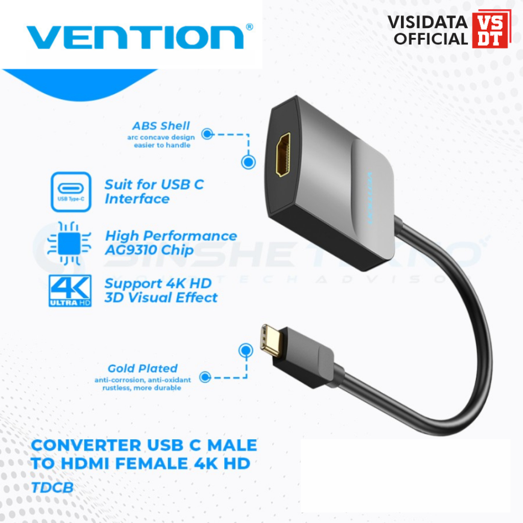 Jual Vention TDCBB USB Type C to HDMI adapter Cable Converter USB-C ...