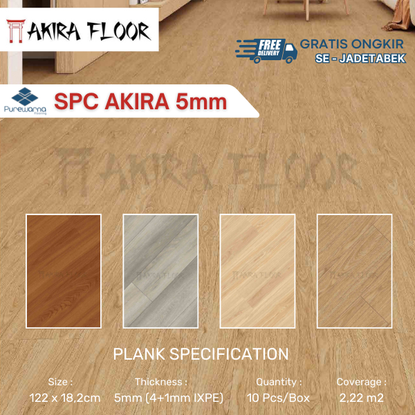 Jual Lantai SPC AKIRA 5mm System Click + IXPE ( 4mm + 1mm IXPE 2,22m2 ) | Shopee Indonesia