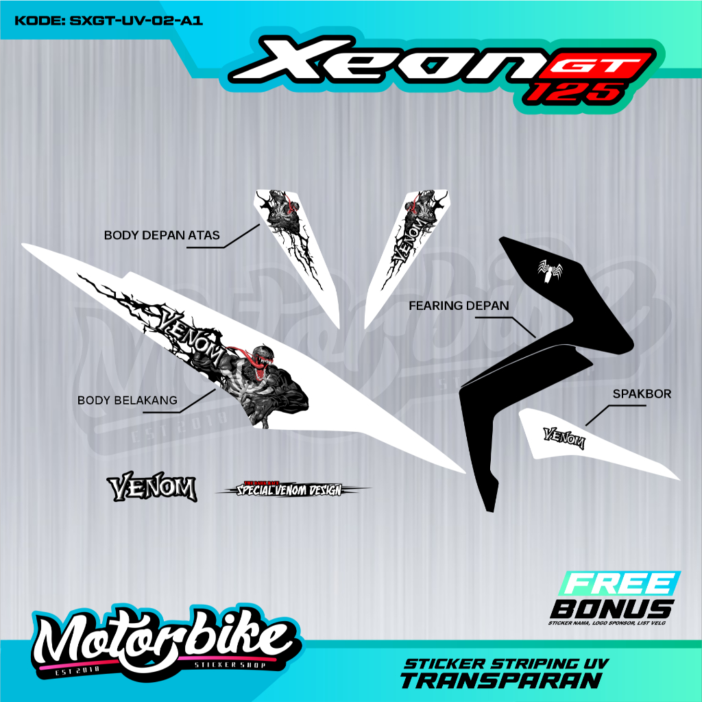 Jual Sticker Striping Xeon Sticker Uv Transparan Motif Venom Sticker ...