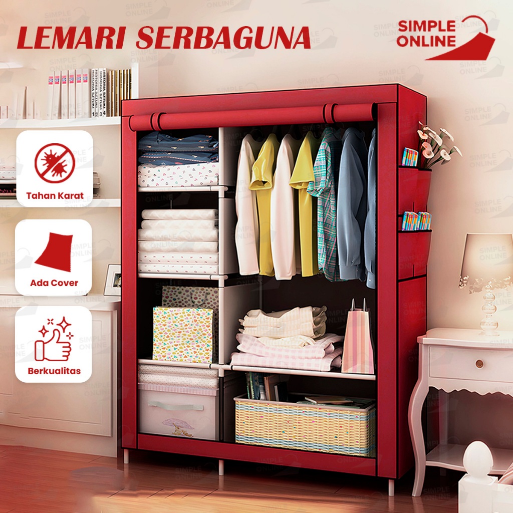 Jual Simple Online Lemari Kain 2 Sisi Lemari Kain Dengan Tutup ...