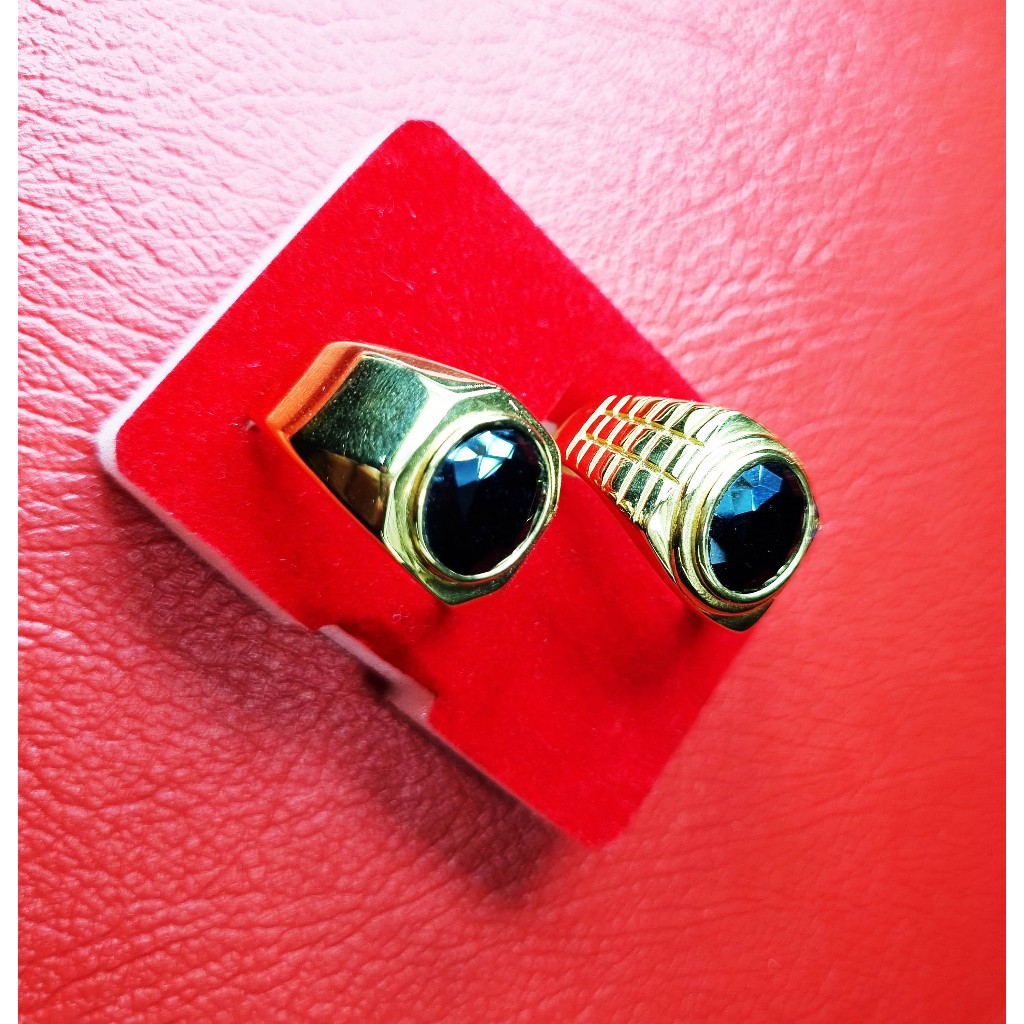 Jual CINCIN BESI PUTIH ASLI WARNA GOLD MATA BATU ONIX HITAM - TIDAK ...