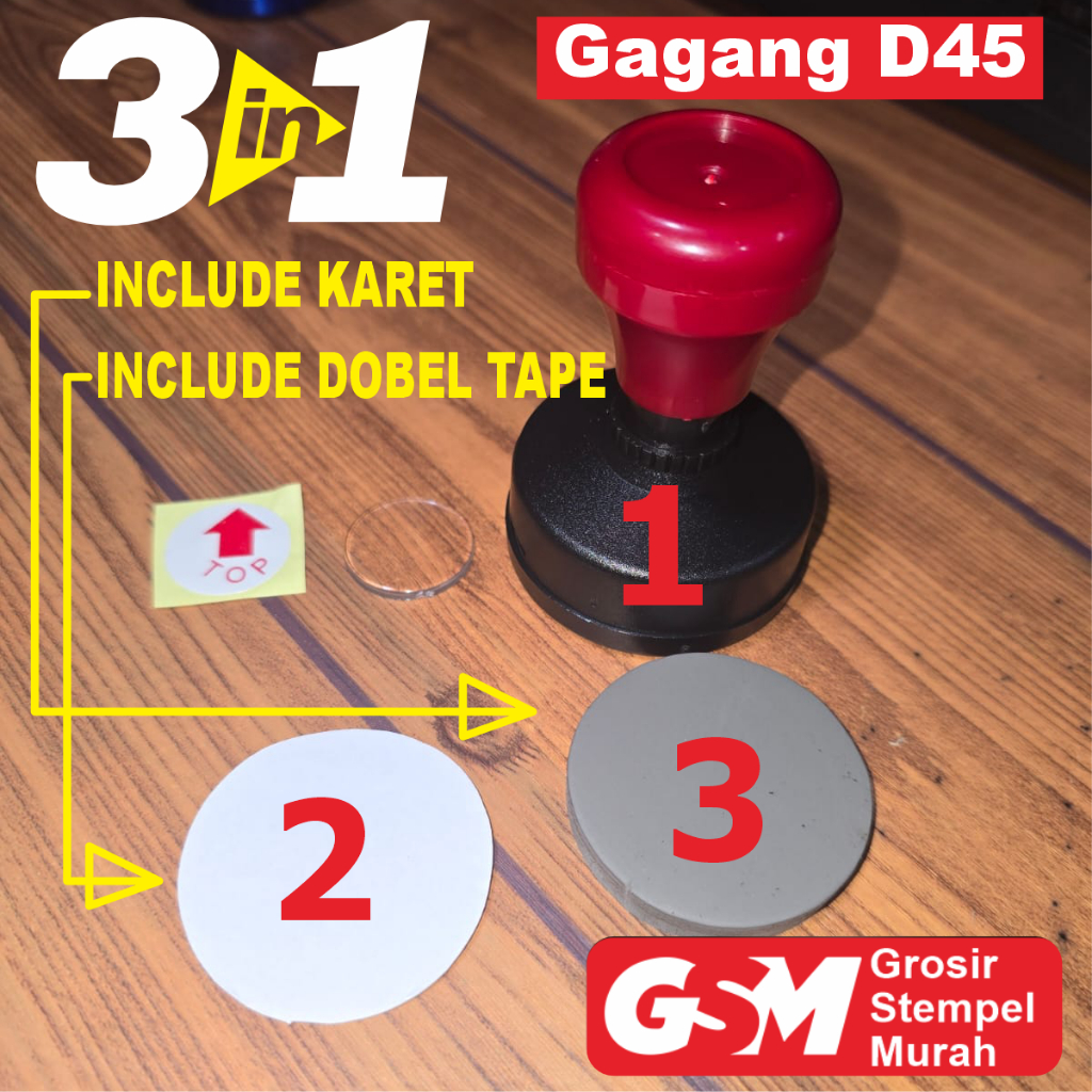 Jual Gagang Stempel Flash + KARET + Double Tape BULAT Ukuran D45 | Shopee Indonesia