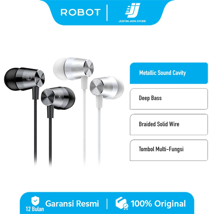 Jual Headset Robot RE101S Wired Earphone Bass Compatible For All Phone ...
