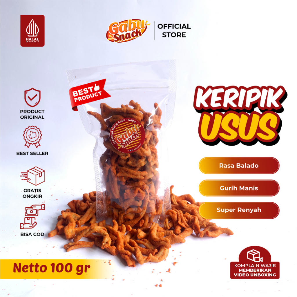 Jual Keripik Usus Ayam Balado 100 gr Kemasan Pouch | Shopee Indonesia