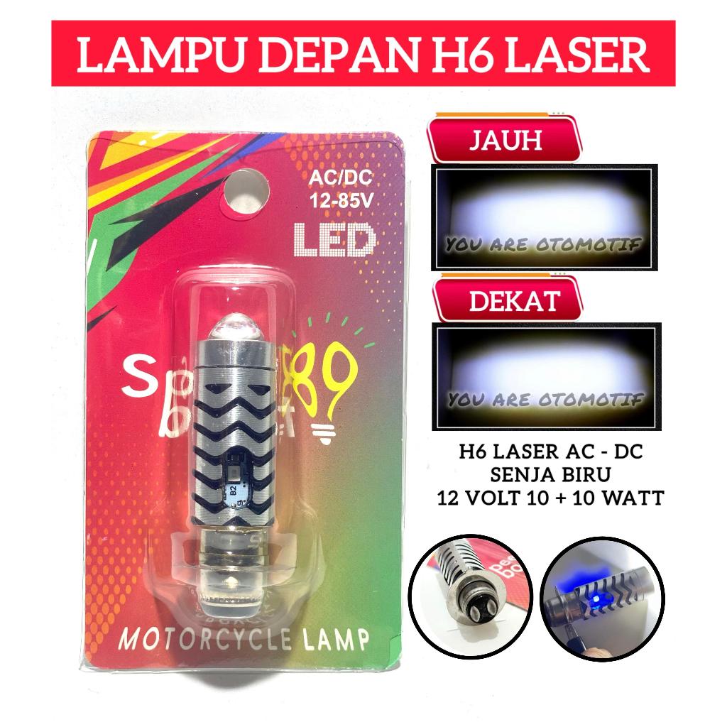 Jual LAMPU UTAMA H6 LASER SENJA BIRU PUTIH KUNING 12 VOLT 10 WATT AC DC MOTOR UNIVESAL / BOHLAM ...
