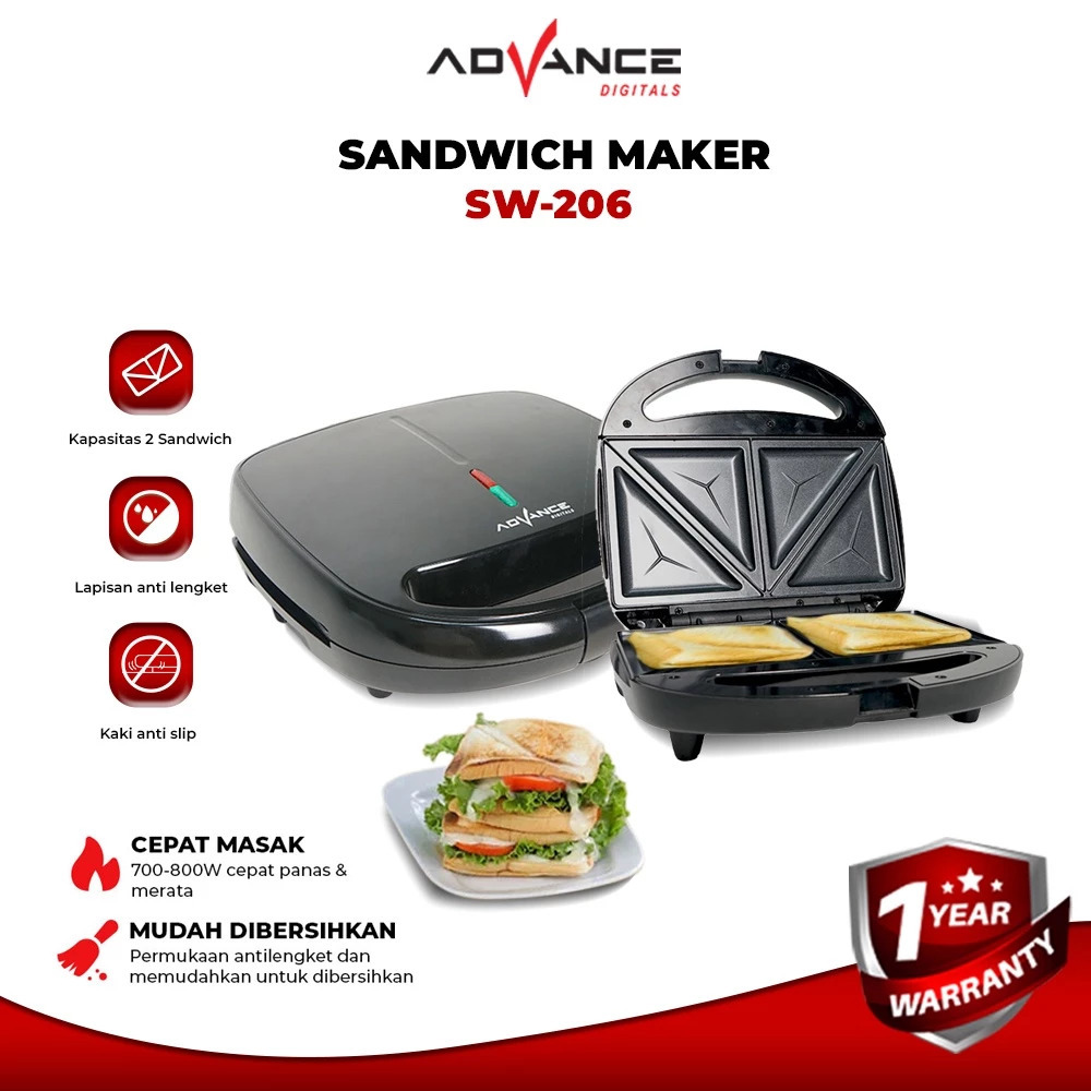 Jual Advance Sandwich Toaster Pemanggang Roti SW-206 | Shopee Indonesia