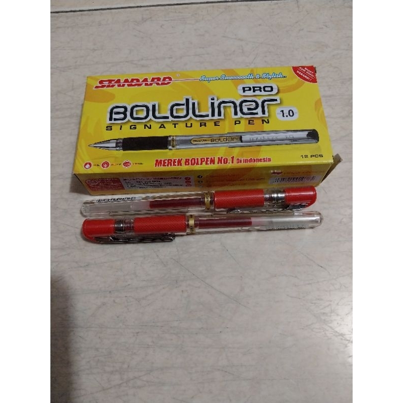 Jual PEN STANDART BOLDLINER PRO 1.0 ( TINTA MERAH) | Shopee Indonesia