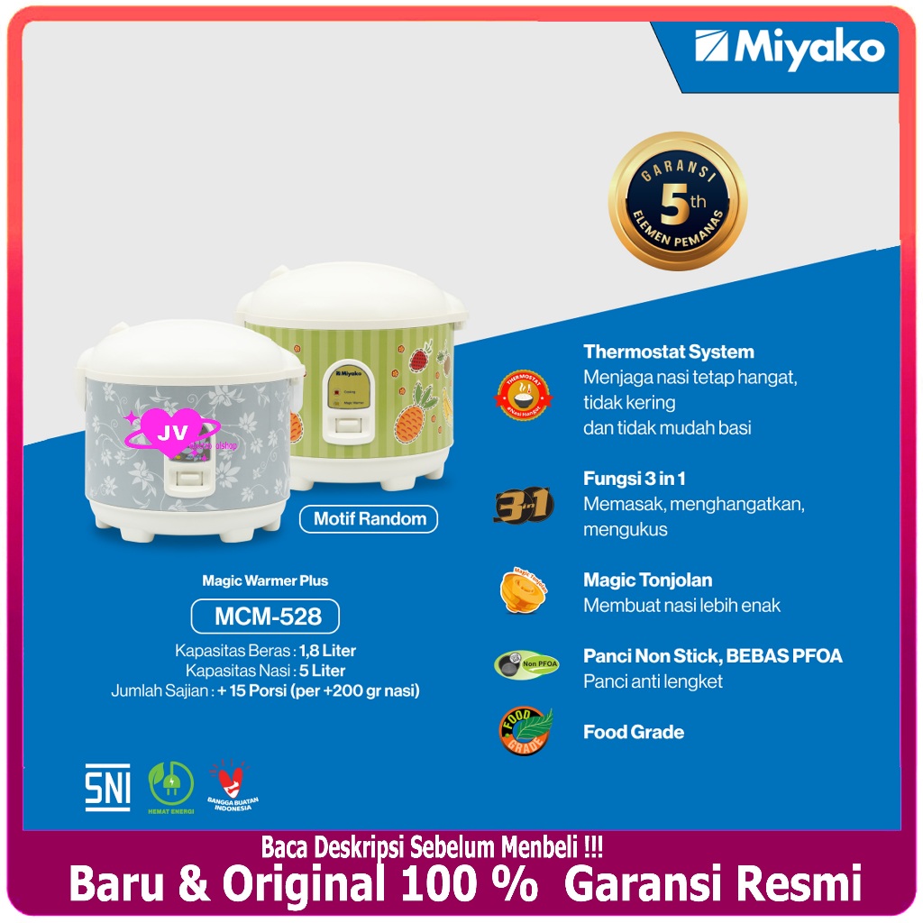 Jual Magic Com MIYAKO MCM528 - 1,8L / Rice Cooker Miyako - Penanak Nasi ...