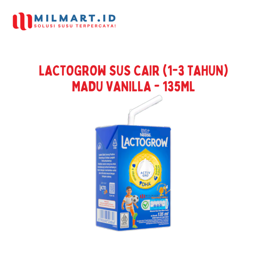 Jual LACTOGROW SUSU UHT RASA MADU VANILLA 135ML SUSU CAIR ANAK | Shopee ...