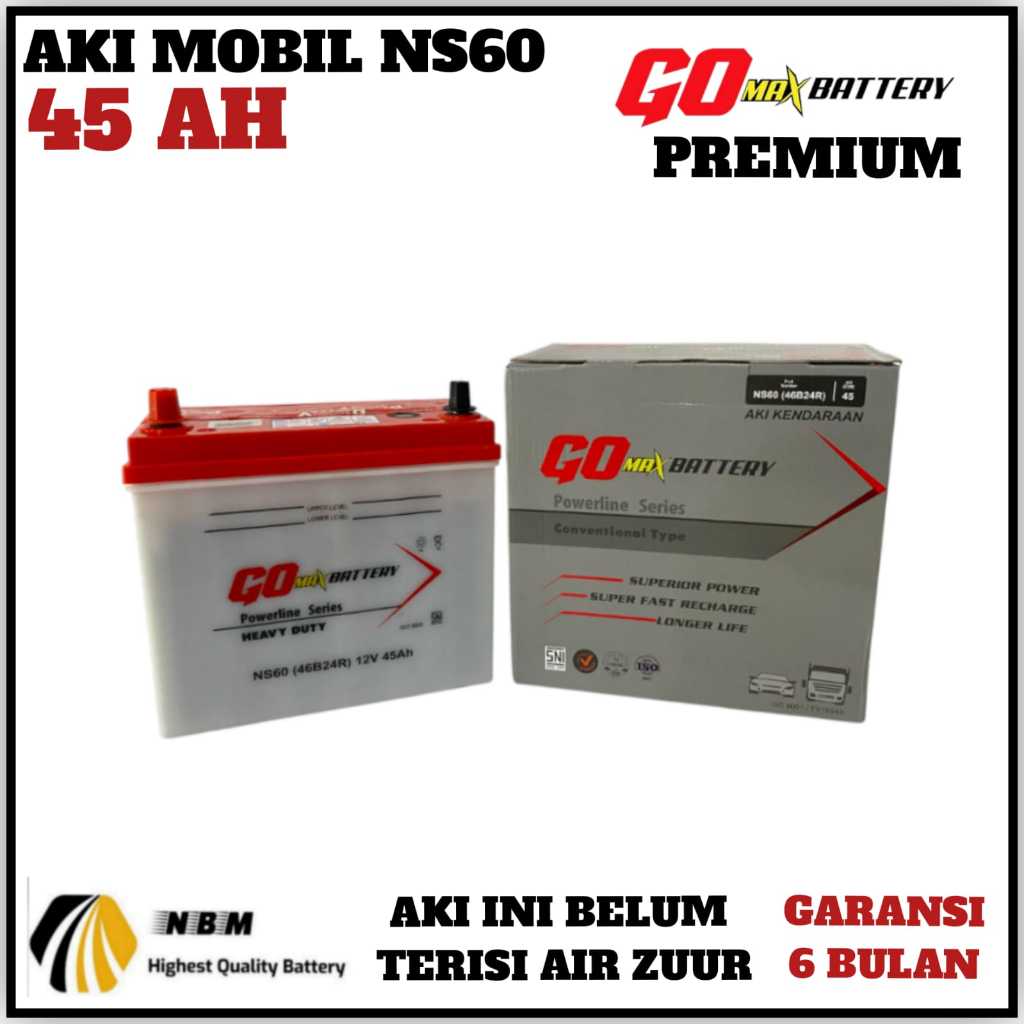 Jual Aki Mobil Avanza/Rush/Feroza/Taruna/Terios/Xenia GO MAX BATTERY NS60 PREMIUM 45 AMPERE ...