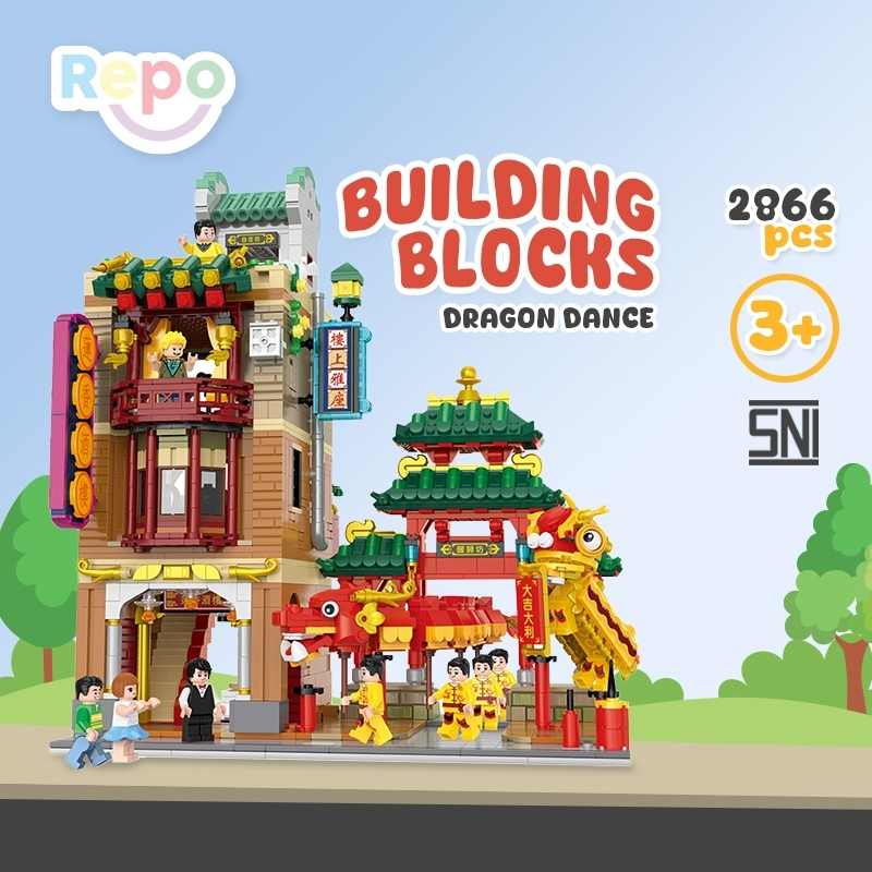 Jual REPO Mainan Anak Nano Block Model DIY DRAGON DANCE 2866 pcs ...