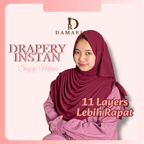 Jual DAMARISA Set Hijab drapery Instan Ceruty Babydoll sayap manis ...
