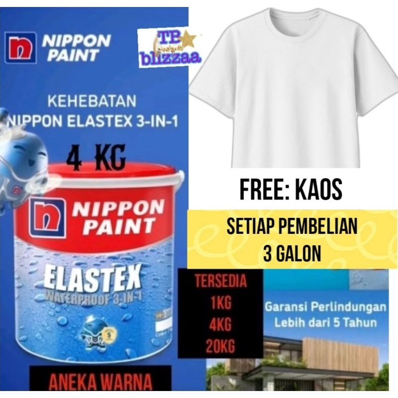 Jual Elastex 4kg Elastex Galon 4 kg Waterproof 3 in 1 Ready Mix Pabrik Nippon Paint Warna ...