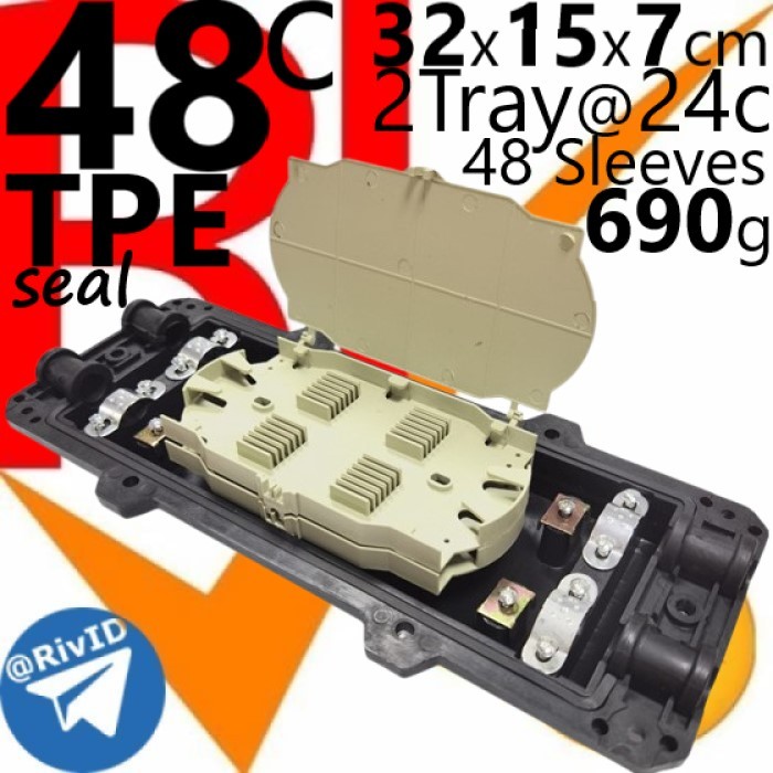 Jual FO Splice Closure 12 24 48 Core Horizontal/In Line Joint Box 12C ...