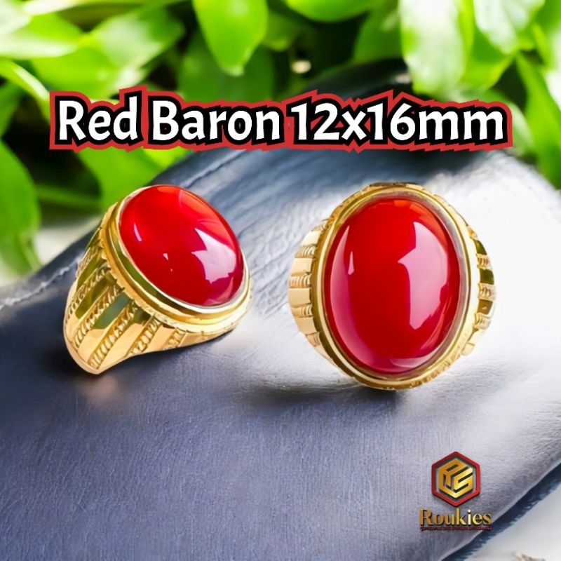 Jual Cincin Batu Red Baron Ukuran 12x16mm Ring Titanium | Shopee Indonesia