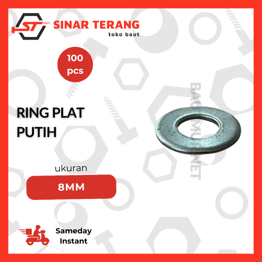 Jual (100pcs) Ring Plat besi 8mm Putih - Washer Plat 8 mm | Shopee ...
