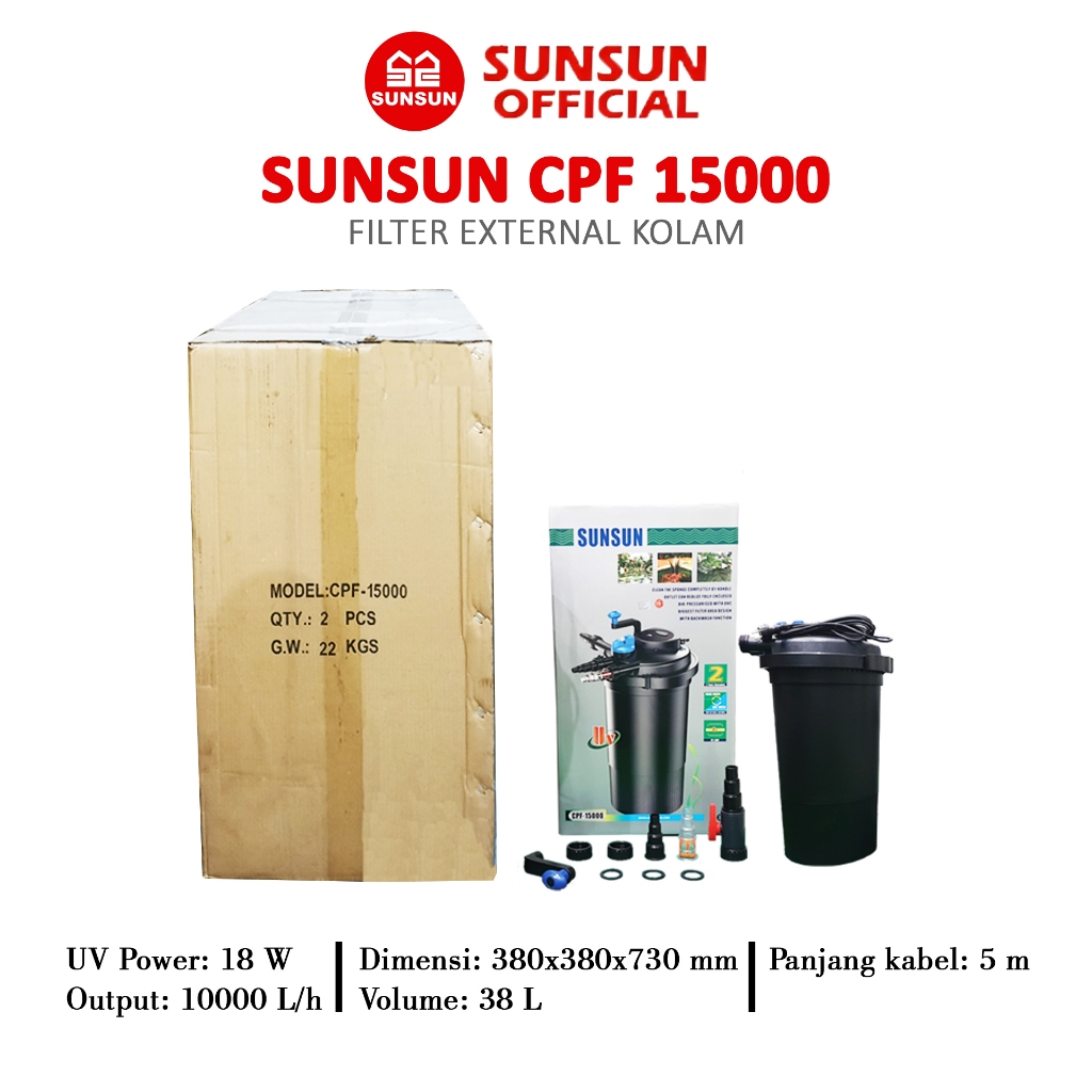Jual ( EXTERNAL FILTER ) SUNSUN CPF 15000 CANISTER EKSTERNAL KOLAM IKAN ...