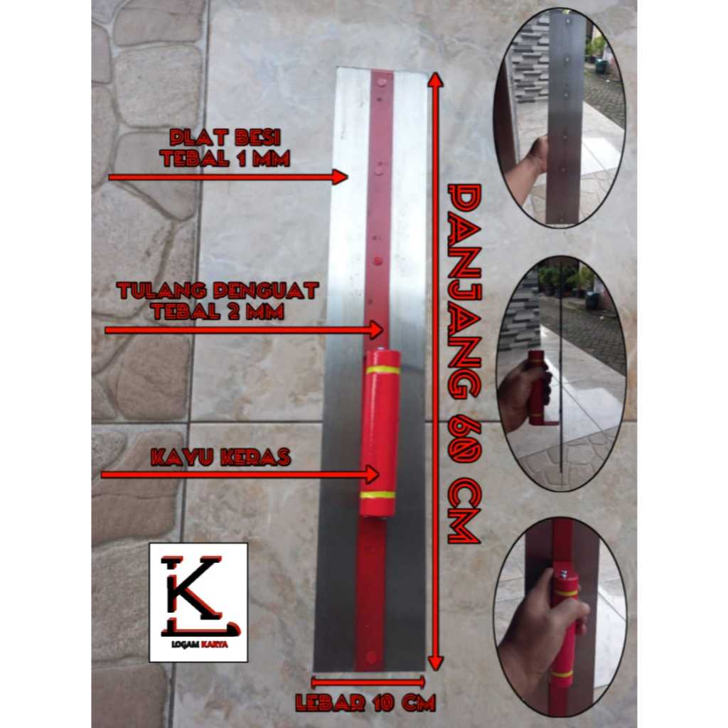 Jual Roskam besi 60CM besi baja polos alat perata acian lebar 10 cm ...