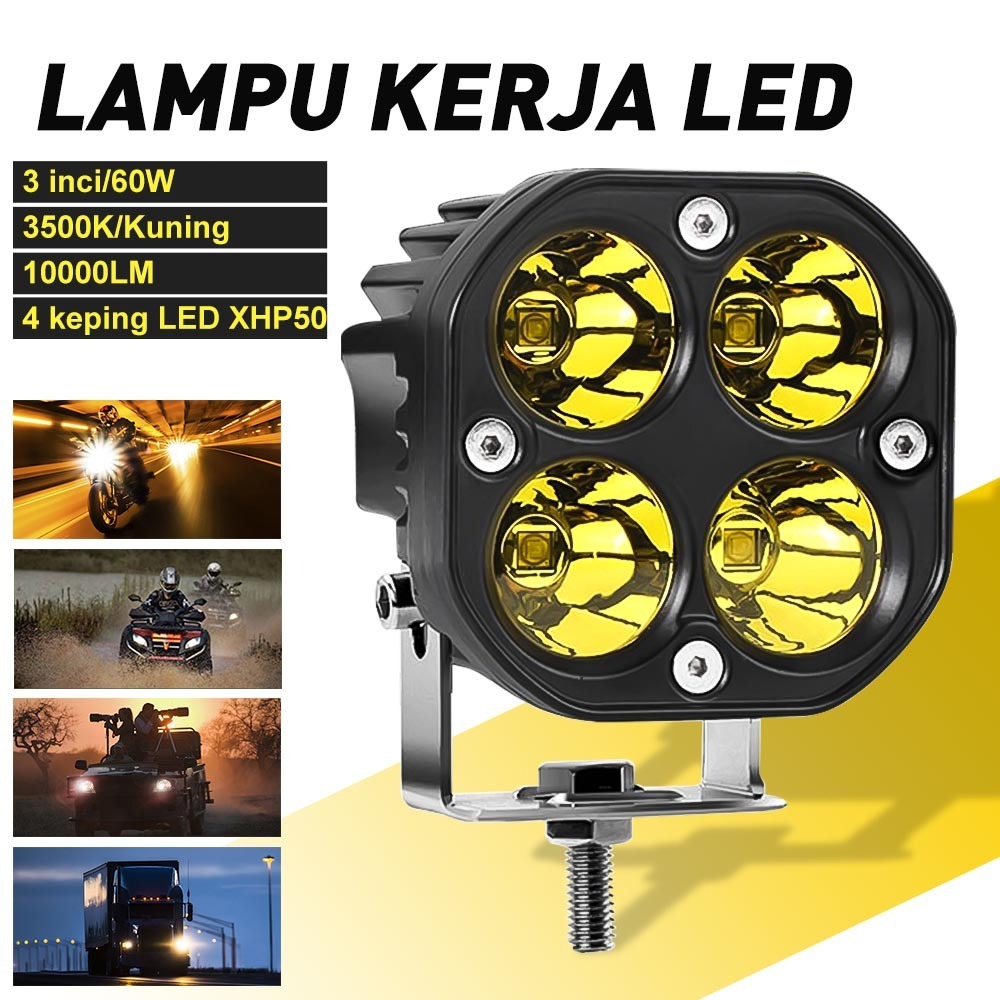 Jual MOKETA Lampu Tembak Sorot Motor Mobil Laser Gun LED D4 4 Titik ...