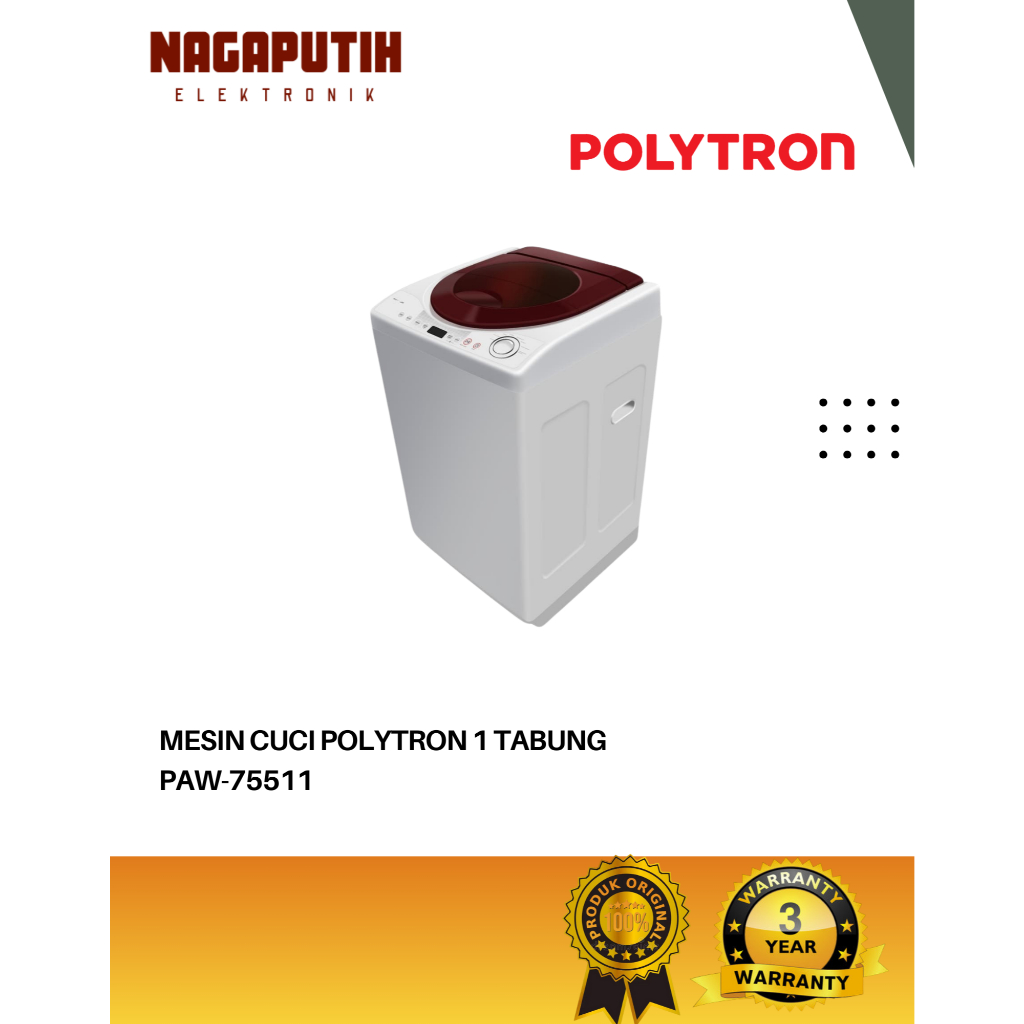Jual MESIN CUCI 1 TABUNG POLYTRON AUTO PAW-75511 | Shopee Indonesia