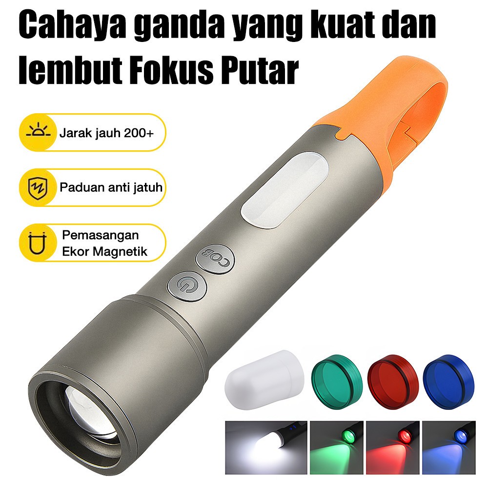 Jual Senter Led Super Terang Mini Rechargeable Silver 20watt Senter ...