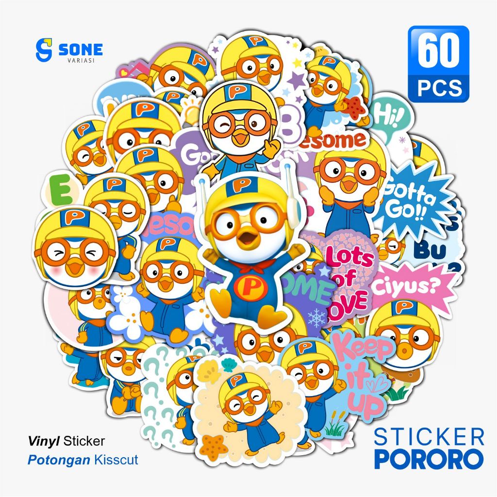 Jual Stiker Pack Pororo The Little Penguin/ Sticker Kartun Anak Paper ...