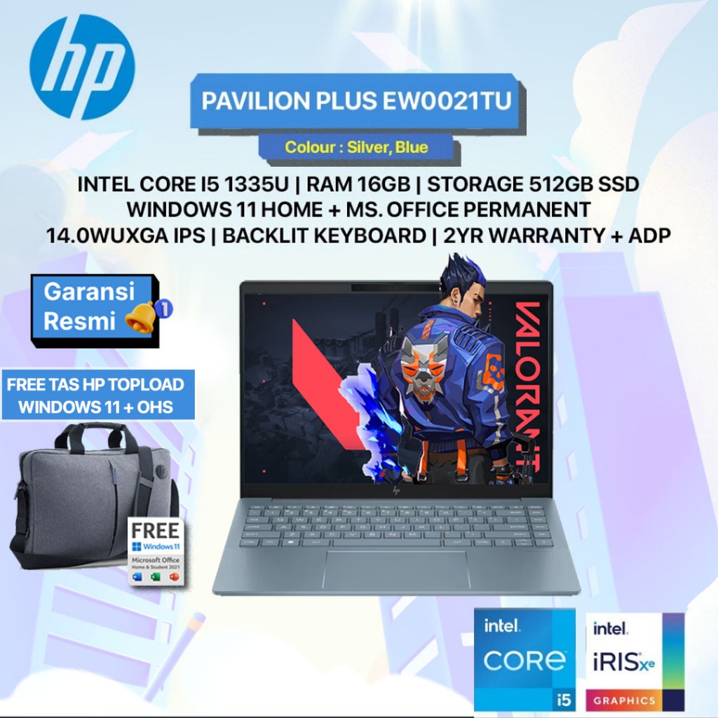 Jual LAPTOP HP PAVILION PLUS INTEL CORE I5 1335U 16GB 512GB 14.0 WUXGA IPS W11+OHS -EW0021TU ...