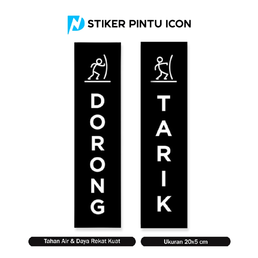 Jual Sticker Label Dorong Tarik Line Man Icon Unik Modern Minimalis ...