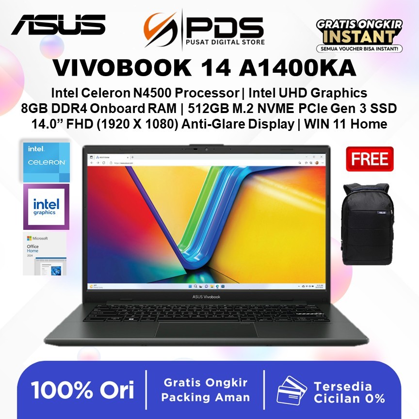 Jual ASUS Vivobook 14 A1400KA intel Celeron N4500 Ram 8GB SSD 512GB 14 ...