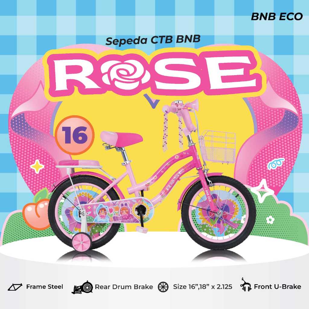 Jual BNB ROSE 12 16 18 inch Sepeda Anak Cewek Keranjang | Shopee Indonesia